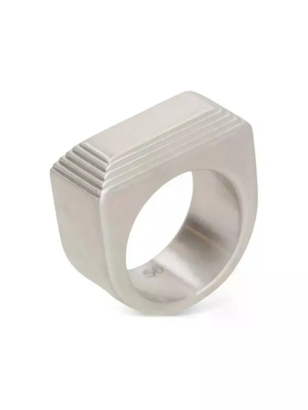 Rick Owens Etched Bevelled Ring - Silver