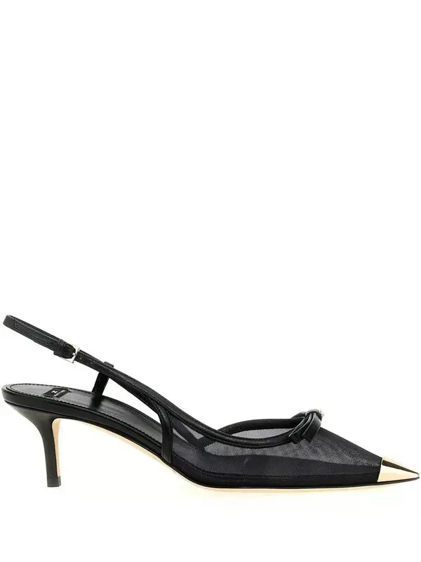 Elisabetta Franchi Mesh Slingback Pumps With Gold-tone Trim