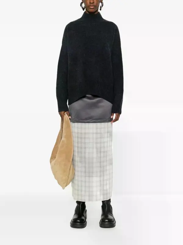 Le Kasha Drop Shoulder High Neck Sweater - Grey
