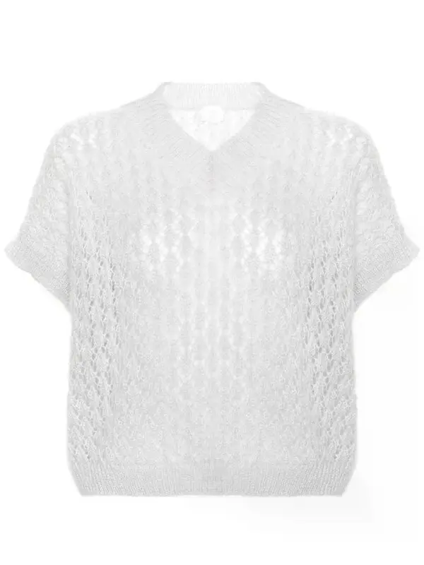 Eleventy V-neck Knitted Top - Grey