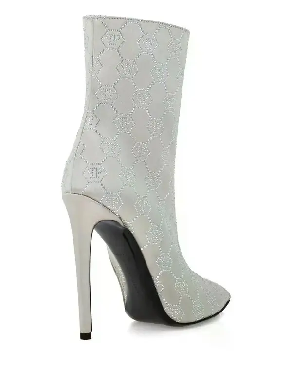 Philipp Plein 120mm Monogram Satin Boots - Neutrals