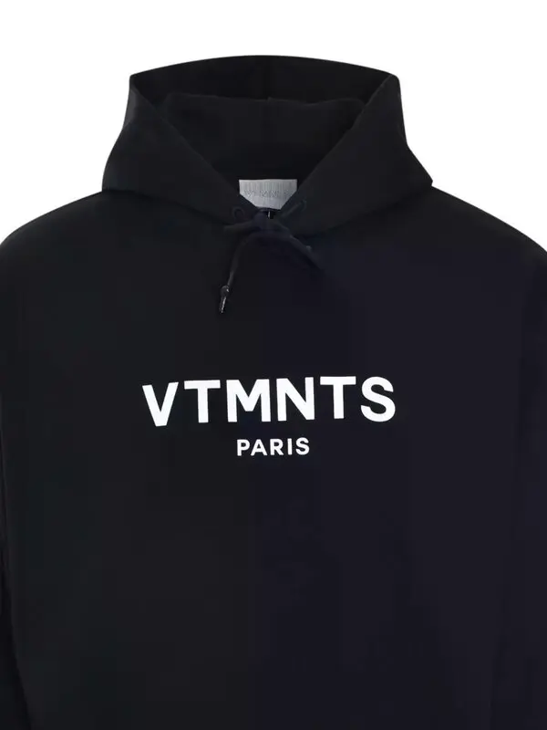 VTMNTS Logo Print Cotton Hoodie - Black
