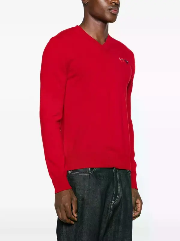Play Comme Des Garcon Wool Jumper With Double-heart Patch