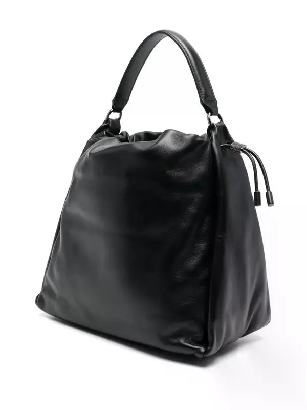 Brunello Cucinelli Calf Leather Tote Bag With Monili Chain Detail