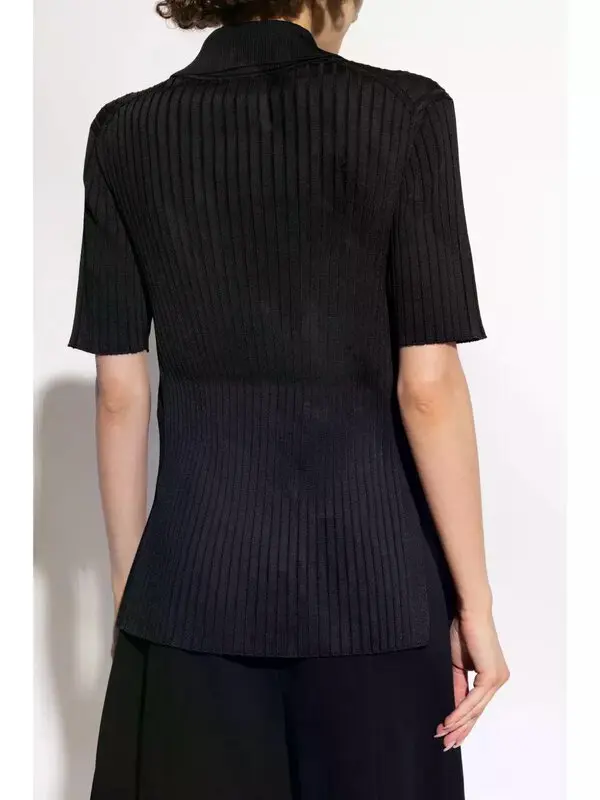 JIL SANDER Ribbed Knit Polo Top