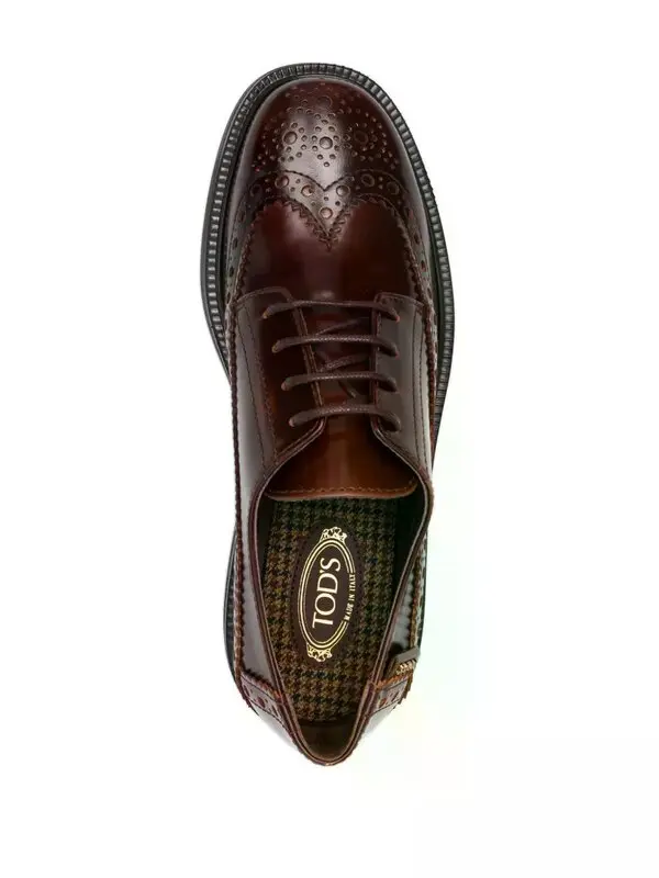TOD'S Leather Wingtip Oxfords With Perforated Detailing
