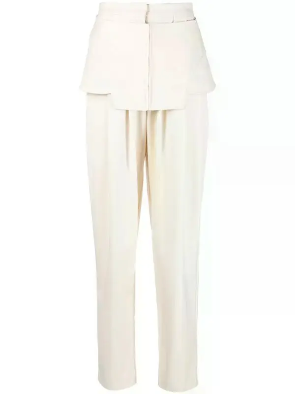 ANDREĀDAMO Corset-detail Straight-leg Trousers - Neutrals