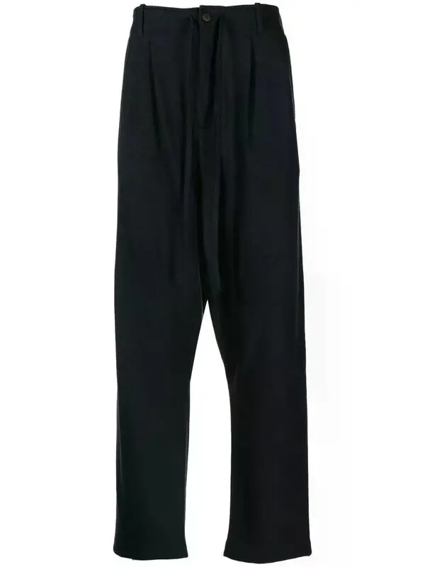 FORME D'EXPRESSION Pleated Drop-crotch Trousers In Virgin Wool - Blue