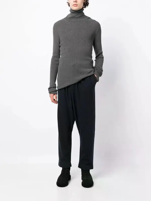 FORME D'EXPRESSION Pleated Drop-crotch Trousers In Virgin Wool - Blue