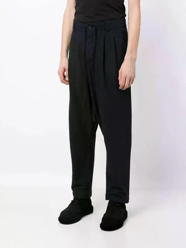 FORME D'EXPRESSION Pleated Drop-crotch Trousers In Virgin Wool - Blue