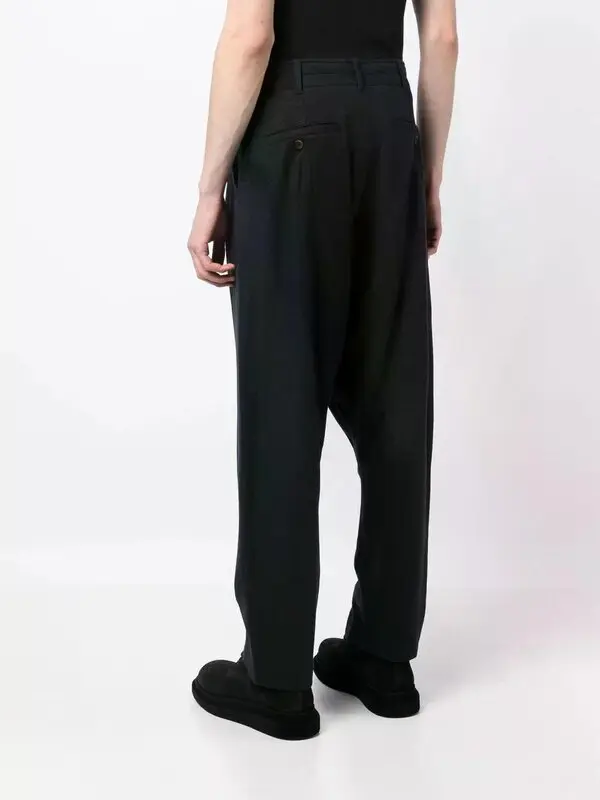 FORME D'EXPRESSION Pleated Drop-crotch Trousers In Virgin Wool - Blue