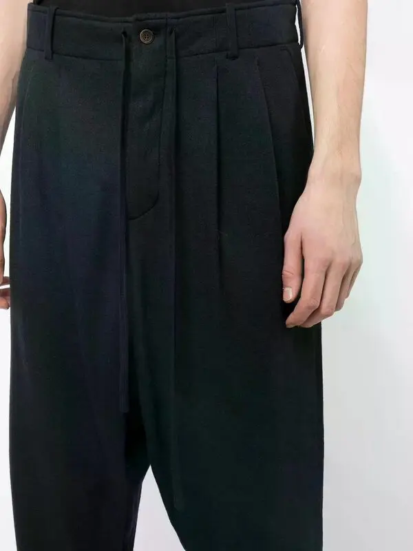 FORME D'EXPRESSION Pleated Drop-crotch Trousers In Virgin Wool - Blue