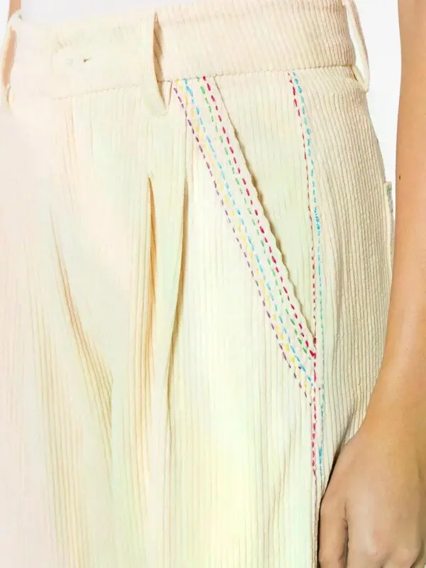 MII Hand-embroidered Cotton Corduroy Trousers