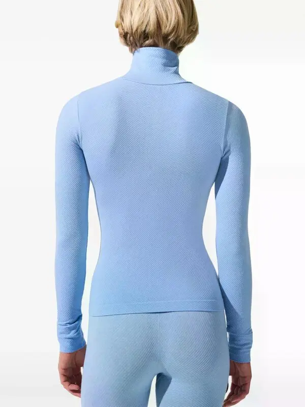 Perfect Moment Seamless High Neck T-shirt With Star Embroidery - Blue
