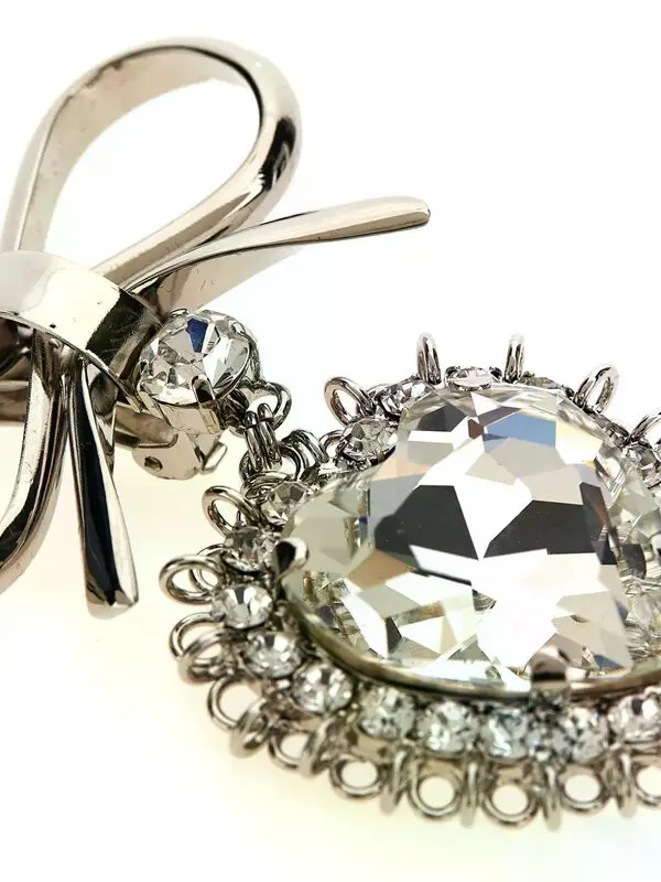 Alessandra Rich Tone Bow Detail Heart Charm Earrings