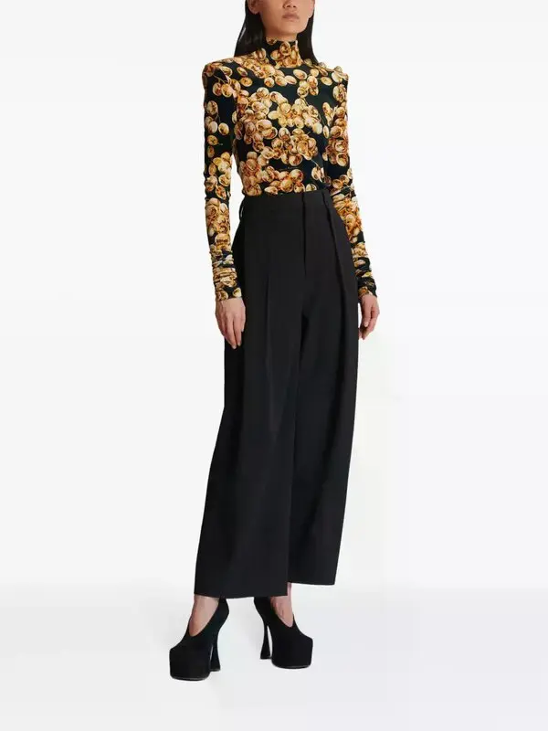 Balmain Wool Grain De Poudre Pleated Trousers