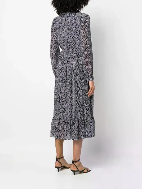 Michael Kors Printed V-neck Midi Wrap Dress