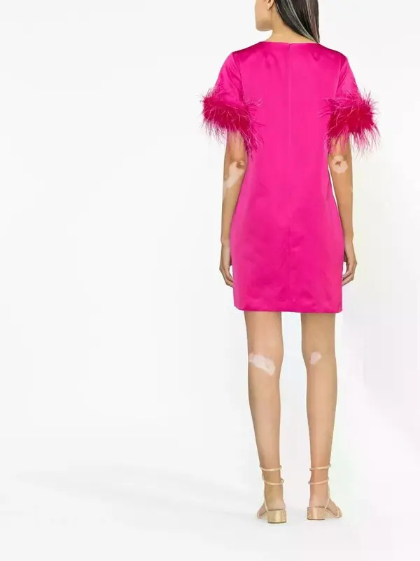 P.a.r.o.s.h Feather-trimmed Satin Dress - Pink
