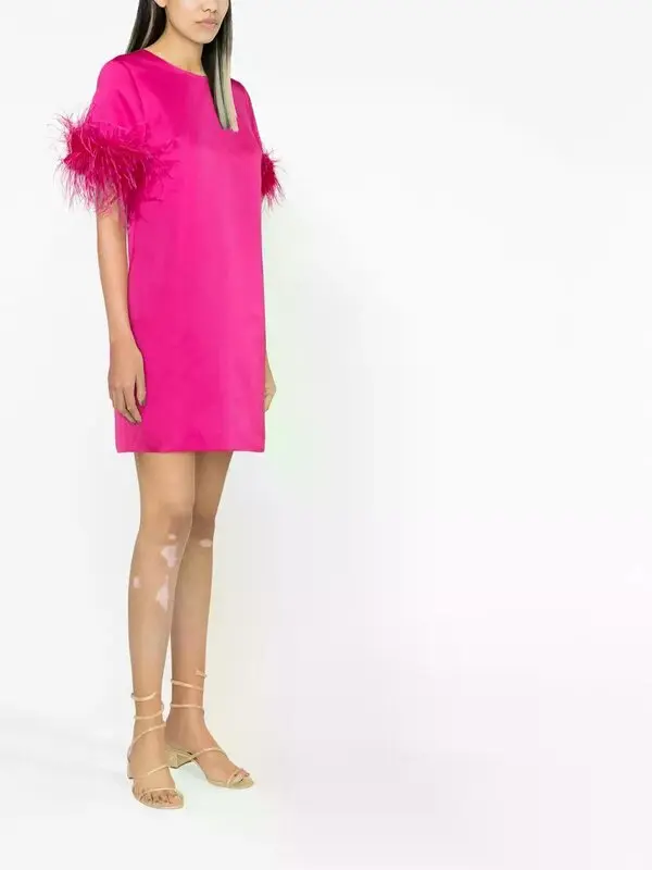 P.a.r.o.s.h Feather-trimmed Satin Dress - Pink