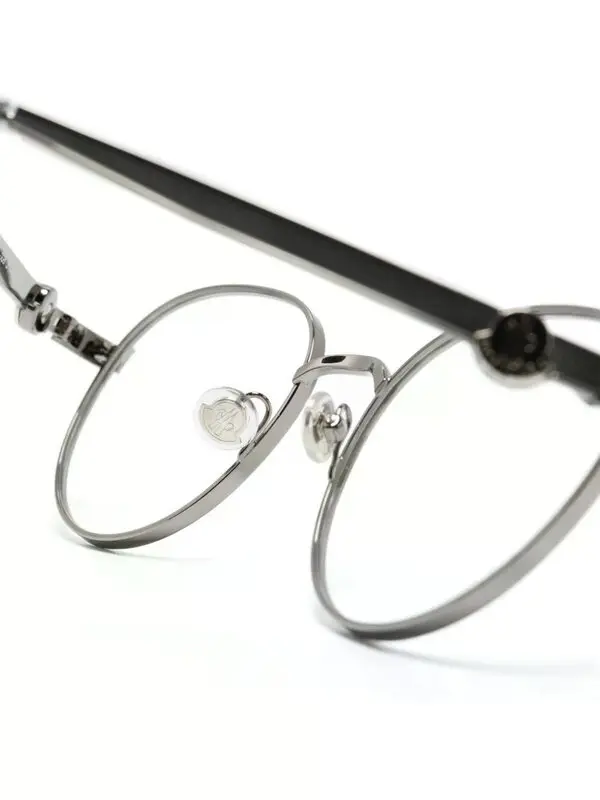 Moncler Logo-plaque Oval Frame Eyeglasses - Silver
