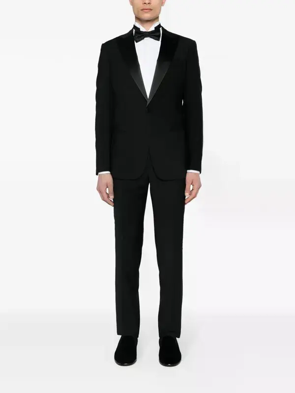 Giorgio Armani Contrast Wool Single-breasted Suit - Black