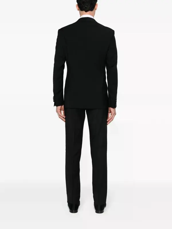 Giorgio Armani Contrast Wool Single-breasted Suit - Black