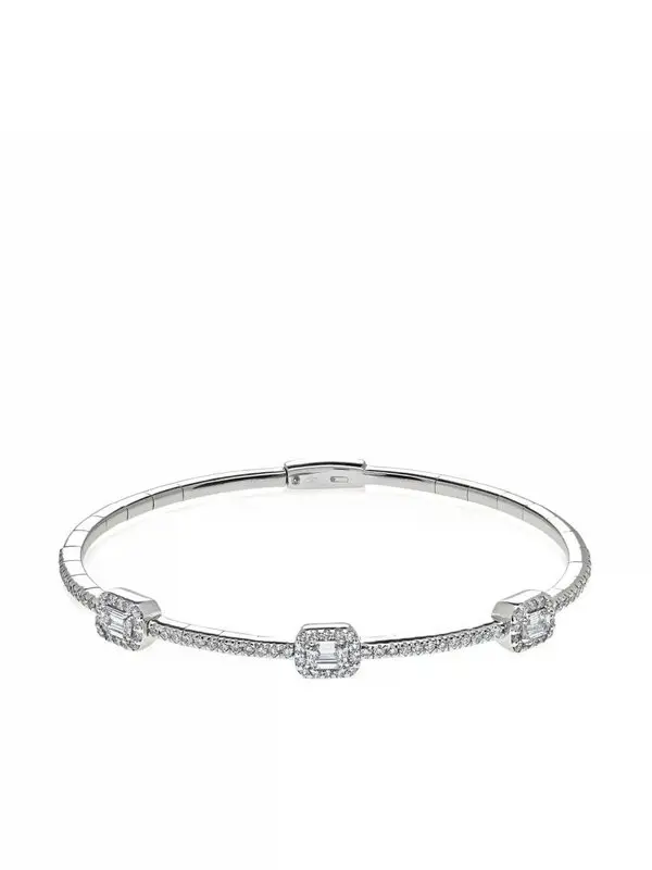 JEWELS AFICIONADO 18kt White Gold Diamond Bangle Bracelet - Silver