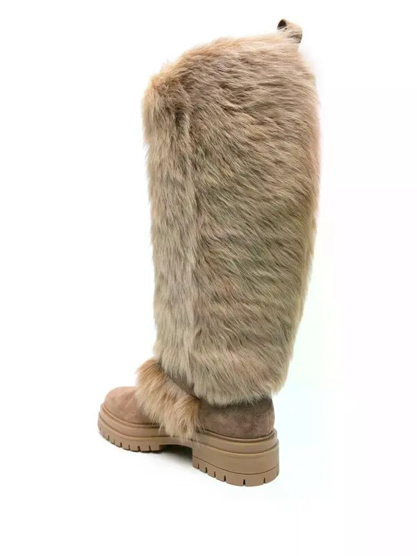 GIANVITO ROSSI Suede And Fur Knee-high Boots
