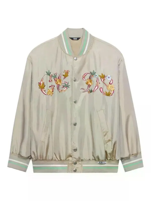 Gcds Embroidered Bomber Jacket - Neutrals