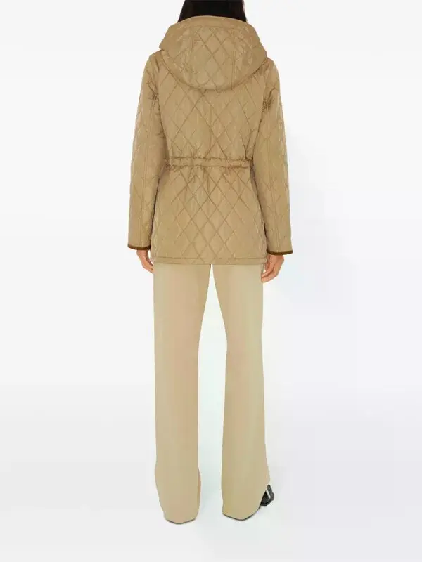 Burberry Quilted Parka With Check Lining - Neutrals
