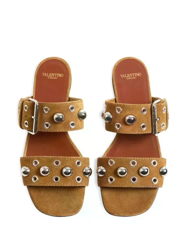Valentino Garavani Suede Slide Sandals With Stud Embellishments