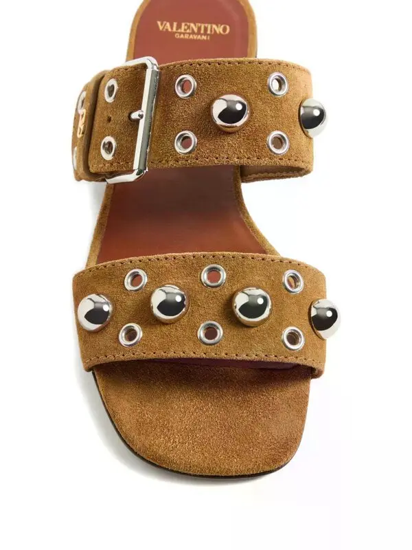 Valentino Garavani Suede Slide Sandals With Stud Embellishments