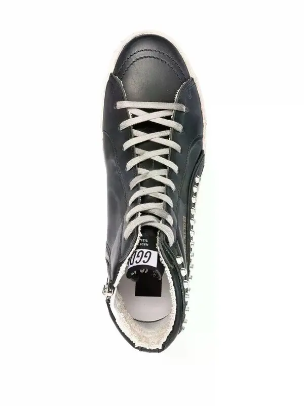 GOLDEN GOOSE Slide Classic High-top Distressed Sneakers - Black