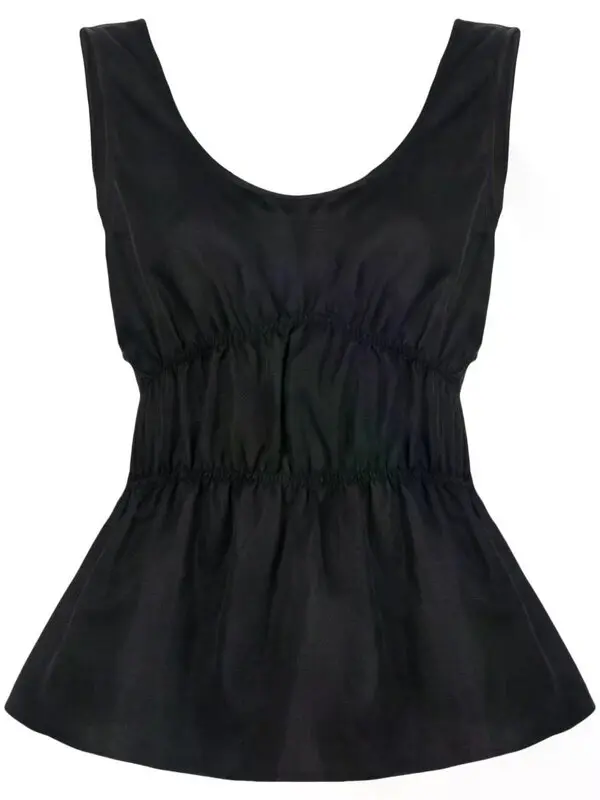 Goen.j Ruched Sleeveless Top - Black