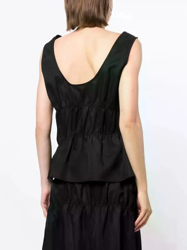 Goen.j Ruched Sleeveless Top - Black