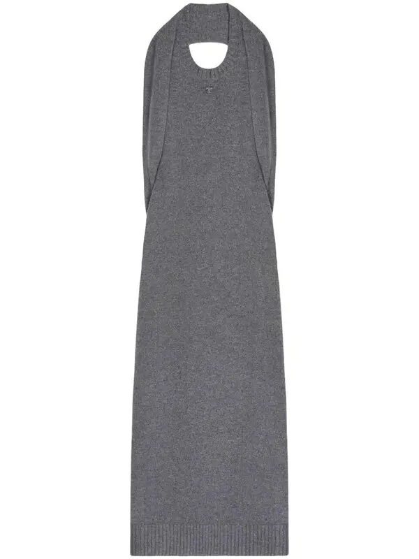 COURREGES Wool Knit Draped Midi Dress