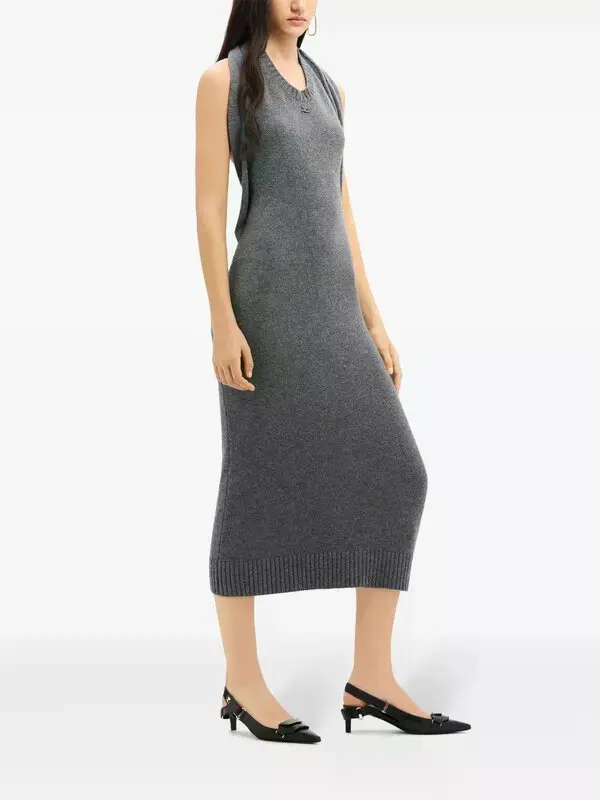 COURREGES Wool Knit Draped Midi Dress