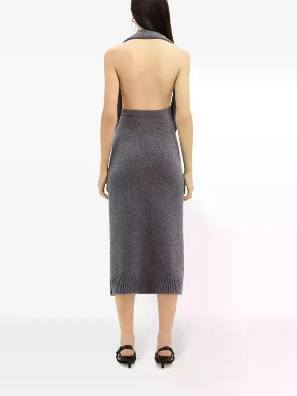 COURREGES Wool Knit Draped Midi Dress