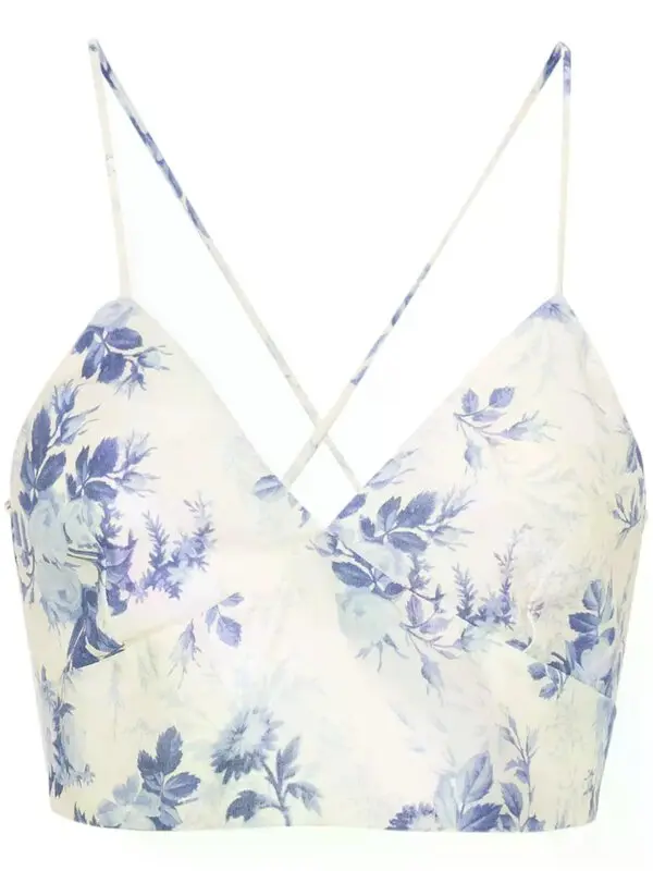 TWINSET Floral Print Cropped Top - Neutrals