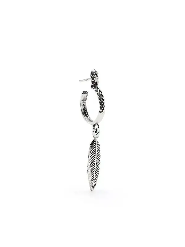 Emanuele Bicocchi Feather Hoop Earring - Silver
