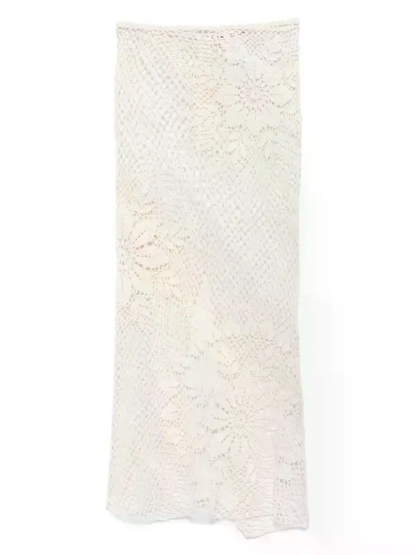 Magda Butrym Crochet Midi Skirt With Floral Motif - Neutrals