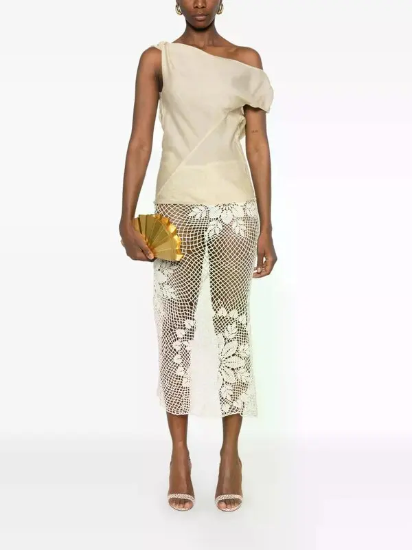 Magda Butrym Crochet Midi Skirt With Floral Motif