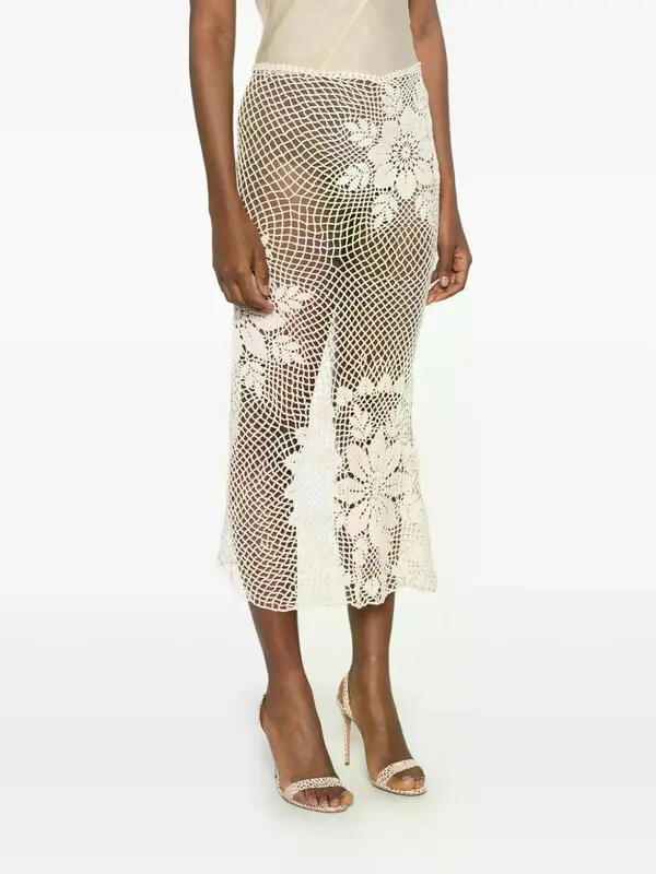 Magda Butrym Crochet Midi Skirt With Floral Motif