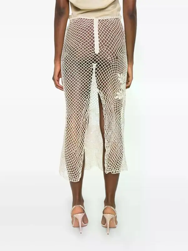 Magda Butrym Crochet Midi Skirt With Floral Motif
