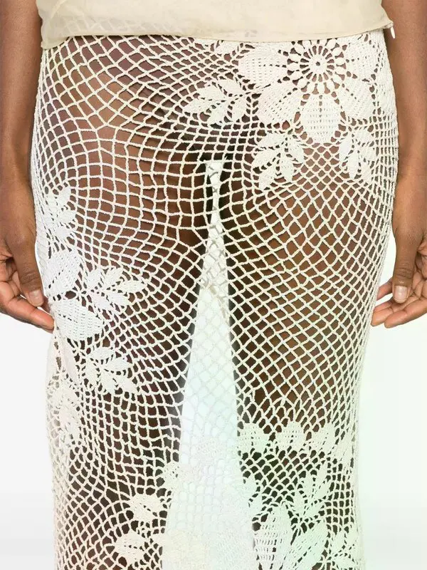 Magda Butrym Crochet Midi Skirt With Floral Motif