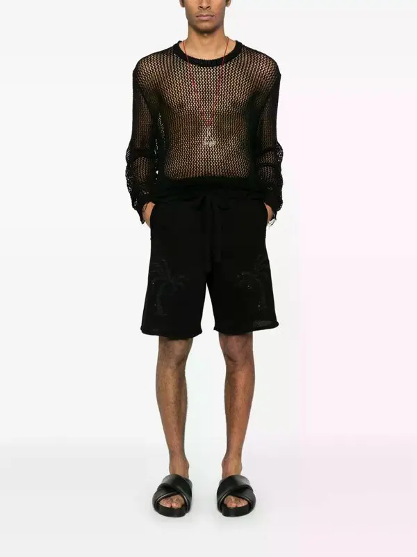 LANEUS Knitted Bermuda Shorts With Sequin Detailing