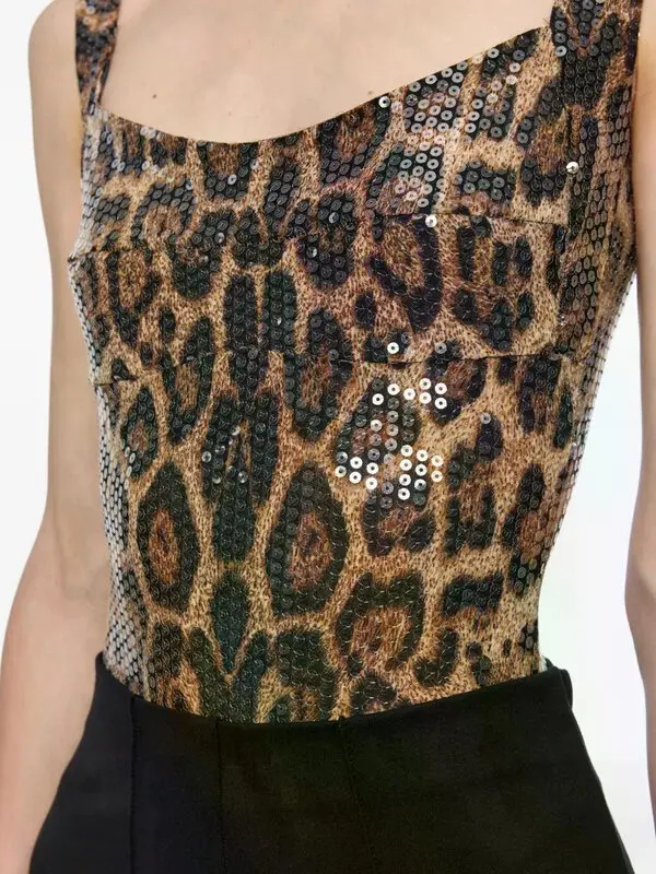 ATU BODY COUTURE Embellished Leopard-print Bodysuit
