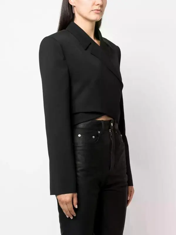 SSHEENA Wrap-design Cropped Blazer - Black