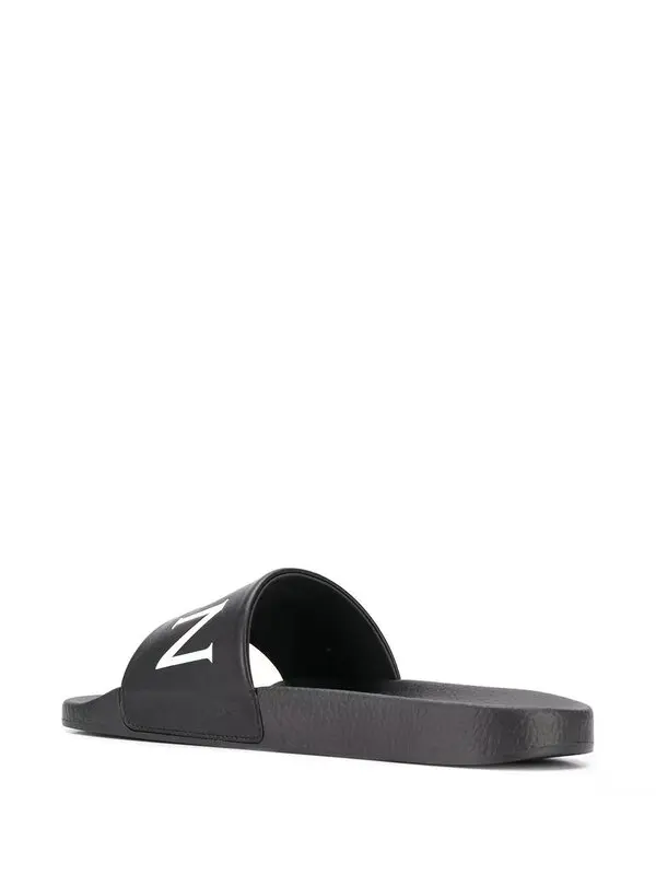 Moncler Logo Print Leather Slides