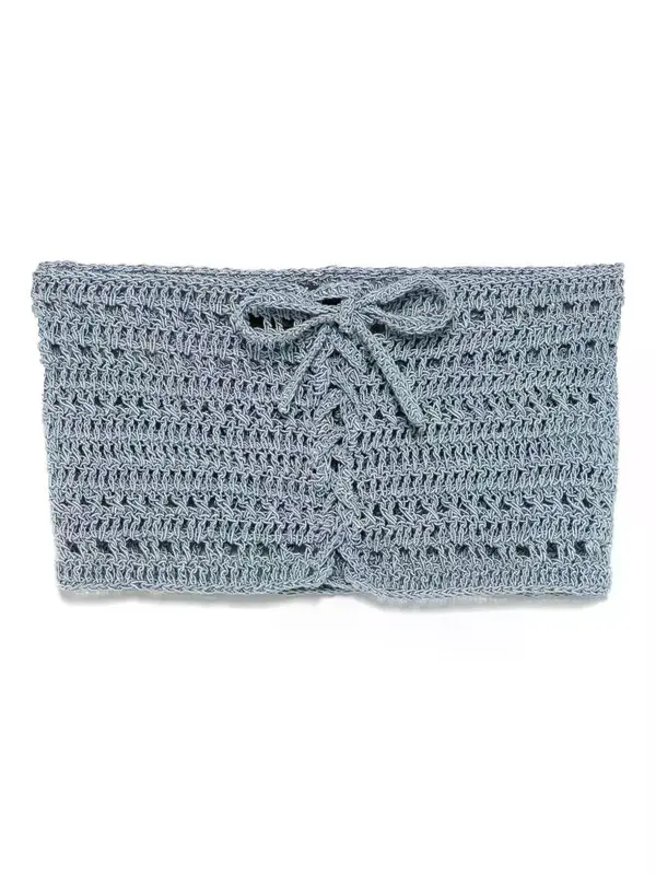 A.M.G. Knitted Strapless Crop Top - Blue